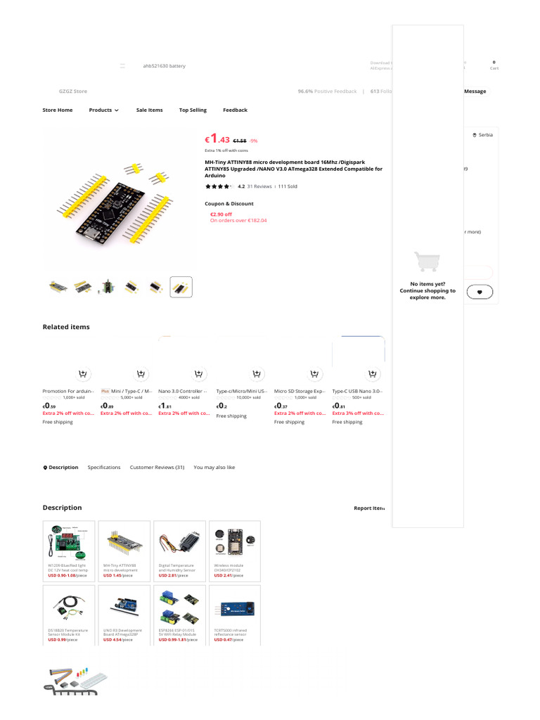 MH-Tiny ATTINY88 Micro Development Board 16Mhz - Digispark ATTINY85 ...