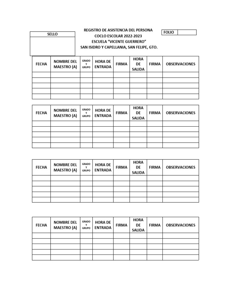 Registro de Entradas y Salidas | PDF