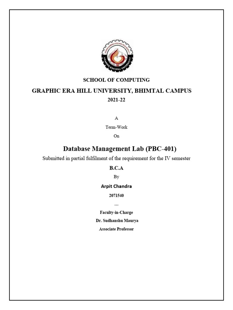 Arpit Chandra DBMS Practical File | PDF | Salary | Databases