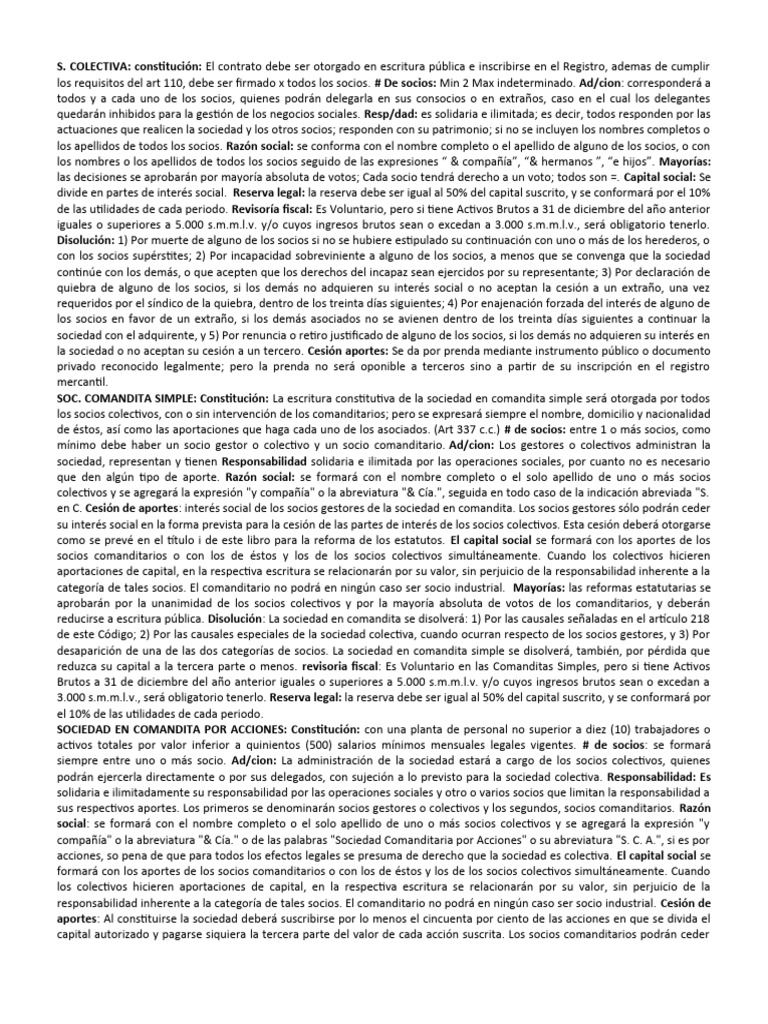 Resumen de Sociedades | PDF | Business | Negocios económicos