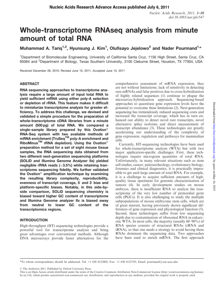 Whole-Transcriptome RNAseq | PDF