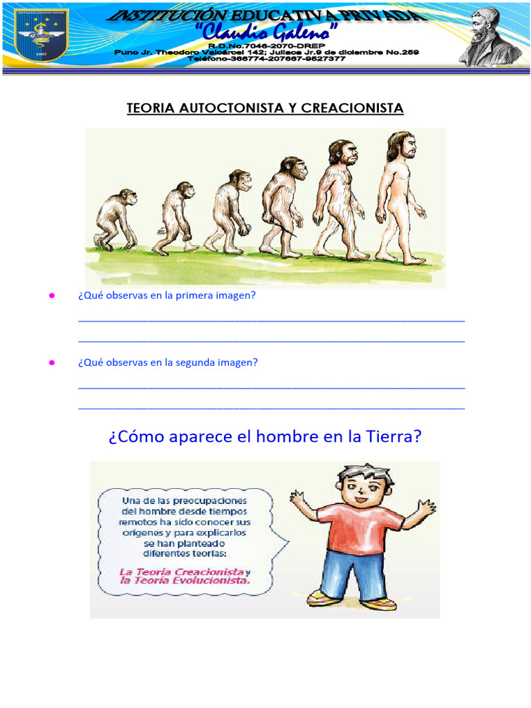 TEORIA AUTOCTONISTA Y EVOLUCIONISTA | PDF | Evolución | Charles Darwin