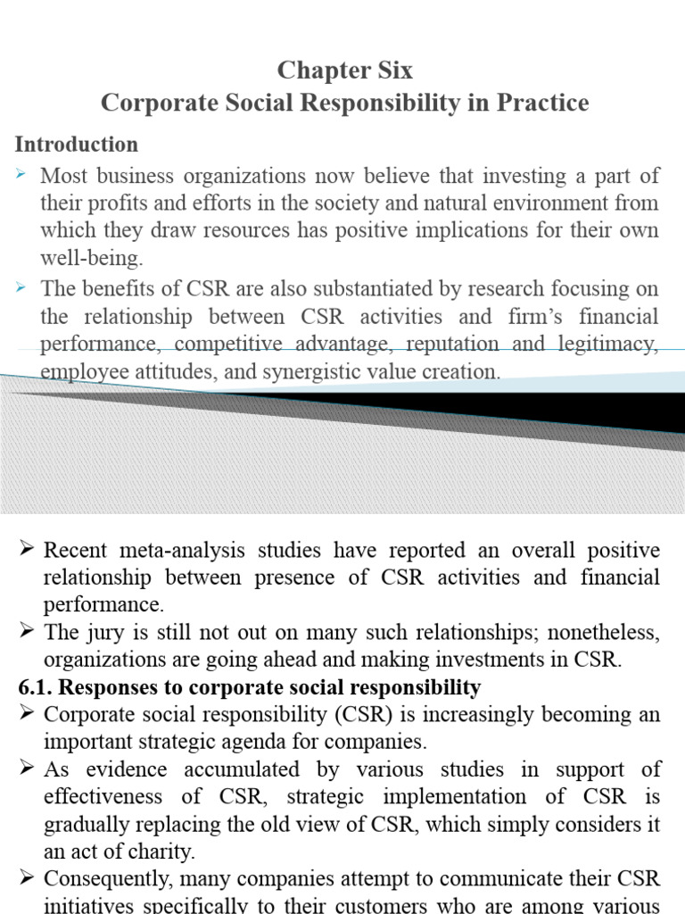BE and CSR Chapter 6 (Six)PPT | PDF | Corporate Social Responsibility ...