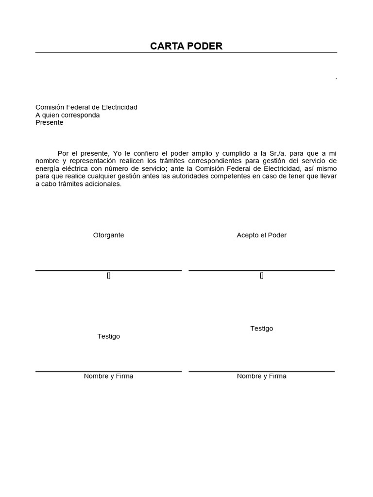 Carta Poder Cfe | PDF