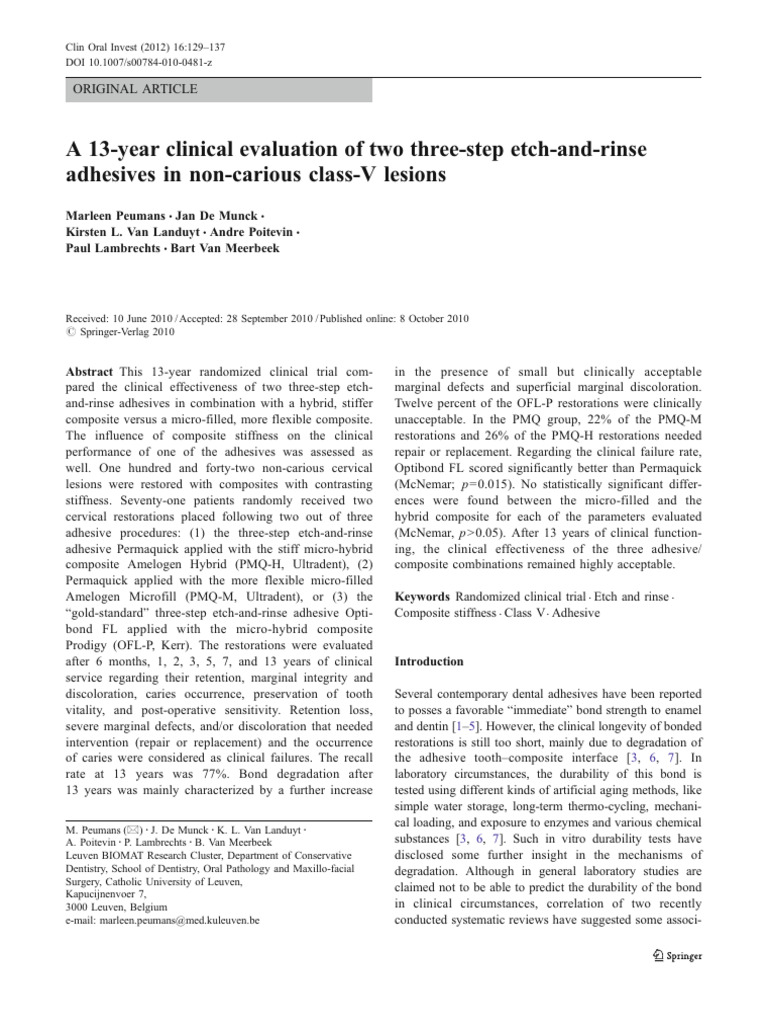 A 13-year clinical evaluation of two three-step etch-and-rinse ...