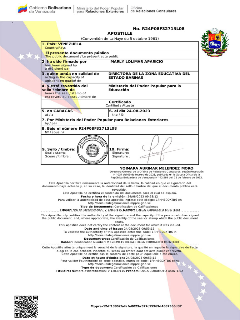 Formato de Apostilla Vzla | PDF