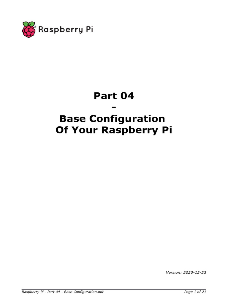 Raspberry Pi Part 04 Base Configuration Pdf Secure Shell