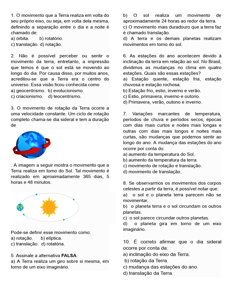 Ciências Movimento Da Terra | PDF