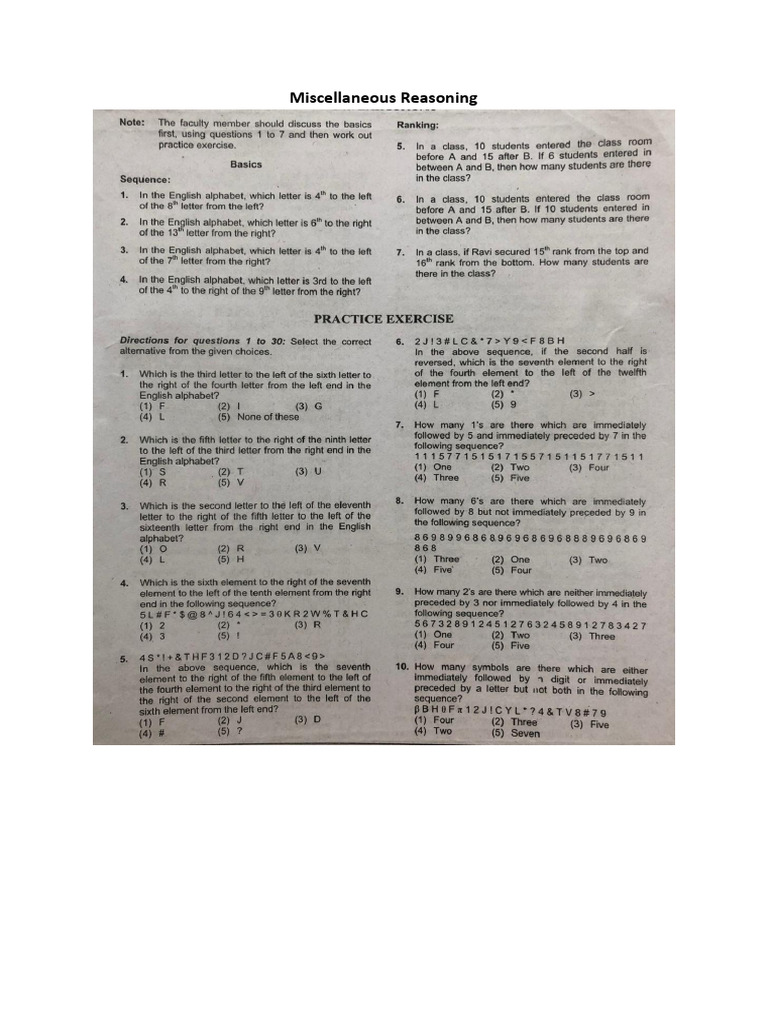 Miscellaneous Reasoning | PDF