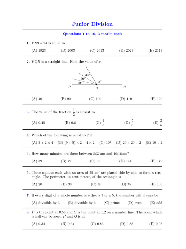 2013 Australian Mathematics Competition AMC Junior - 220831 - 073952 ...