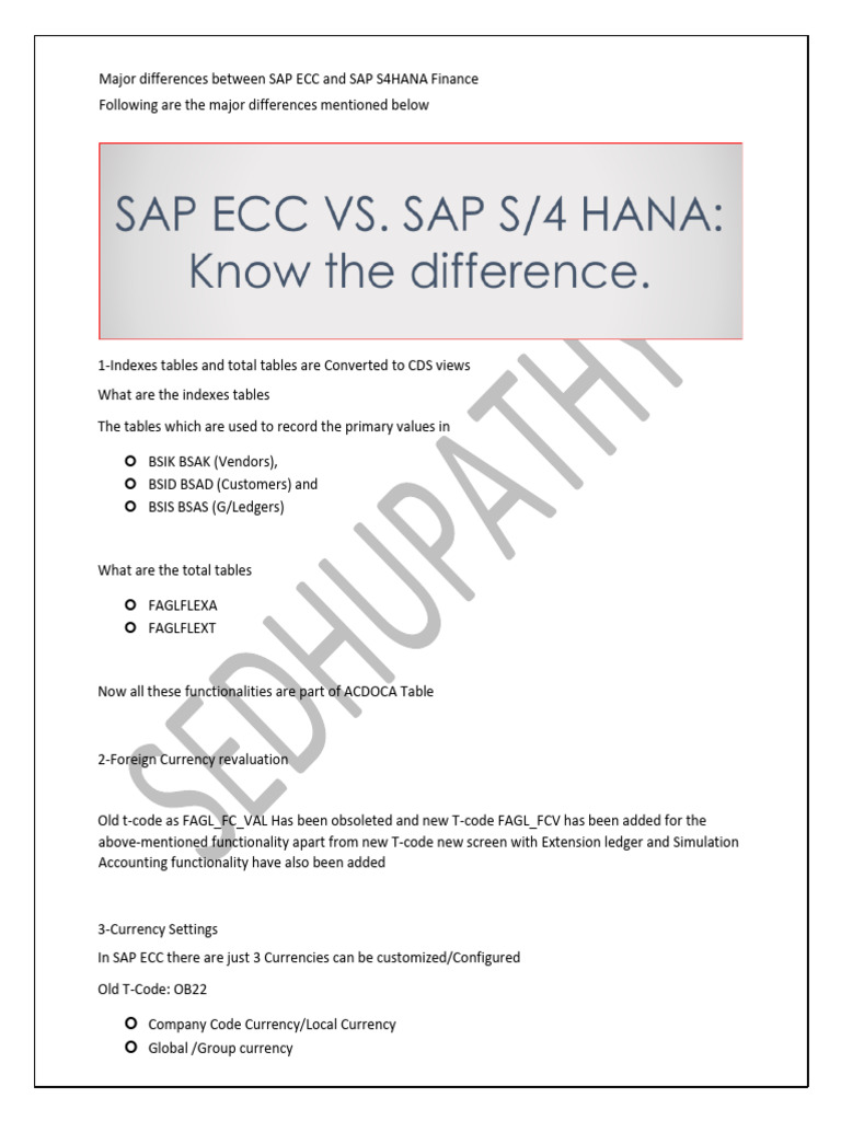 Sap Ecc Vs Sap Hana | PDF