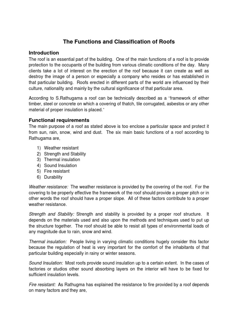 The Functions and Classification of Roofs | PDF | Roof | Building ...