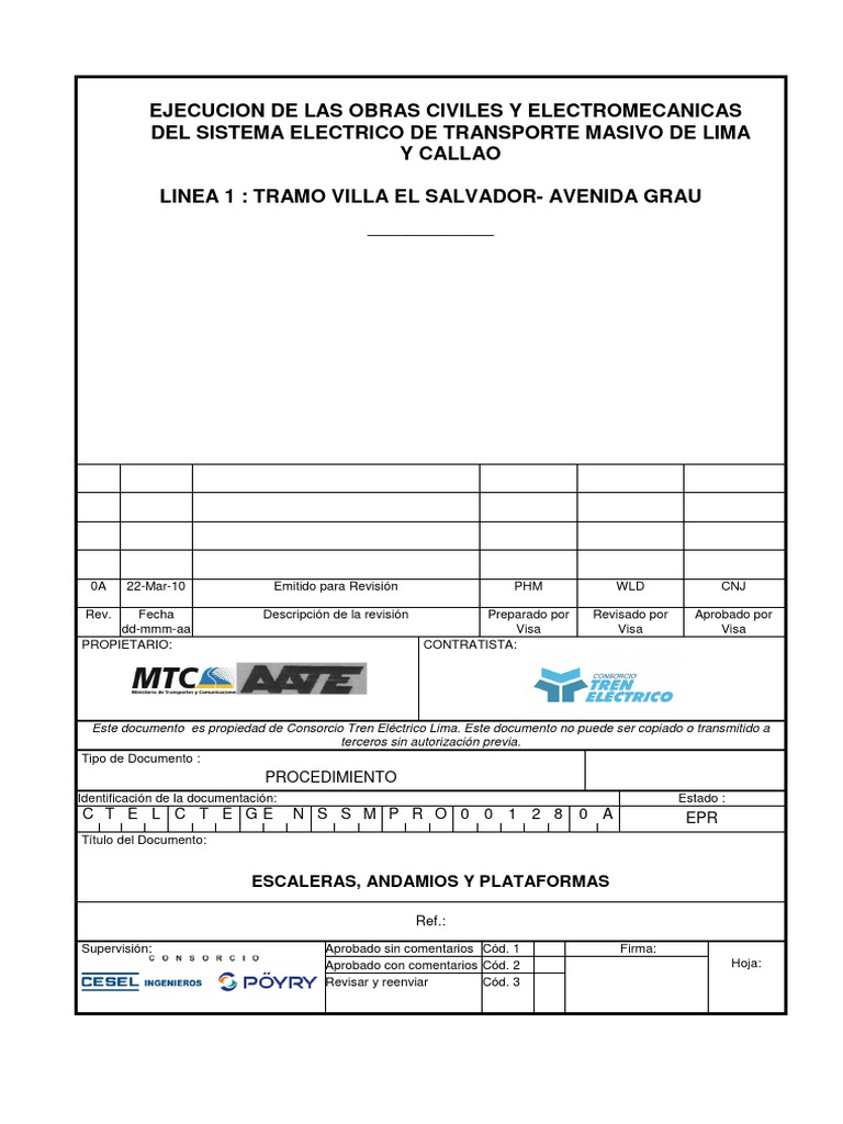 CTEL-CTE-GEN-SSM-PRO-00128 Escaleras, Andamios y Plataf | PDF | Tecnología