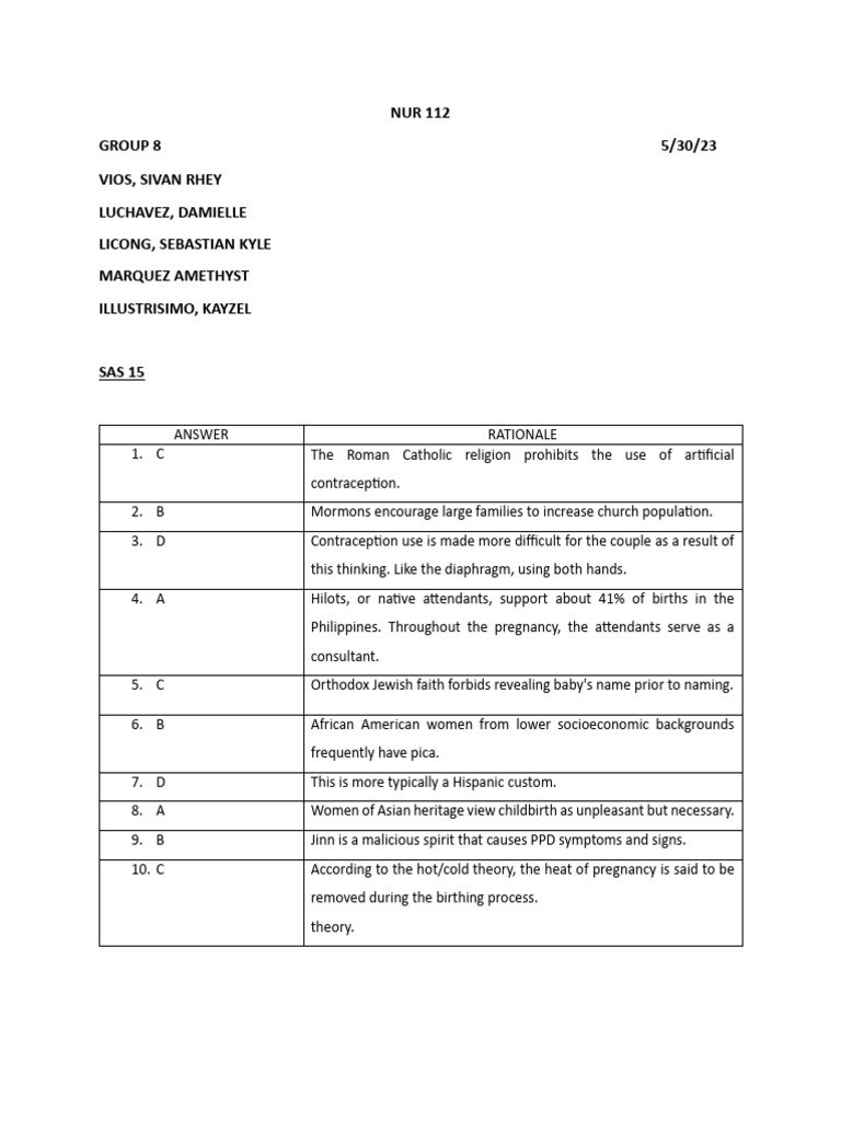 Nur 112 Sas 15-18 | PDF | Old Age | Adolescence
