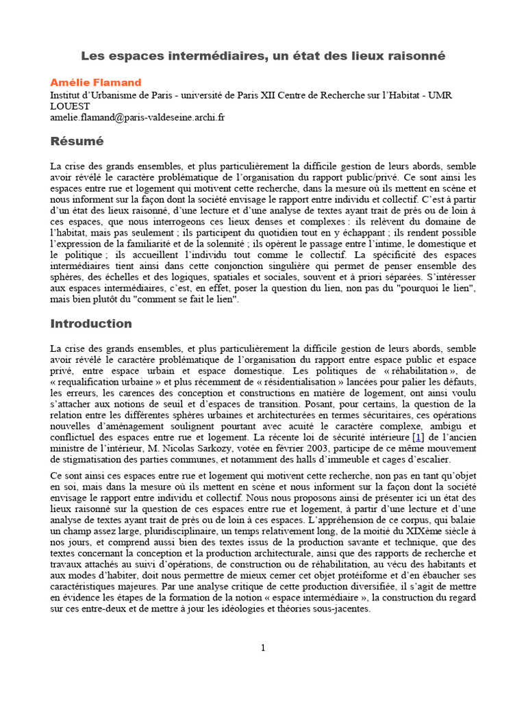 Les Espaces Intermédiaires, Un État Des Lieux Raisonné - Amelie Flamand ...