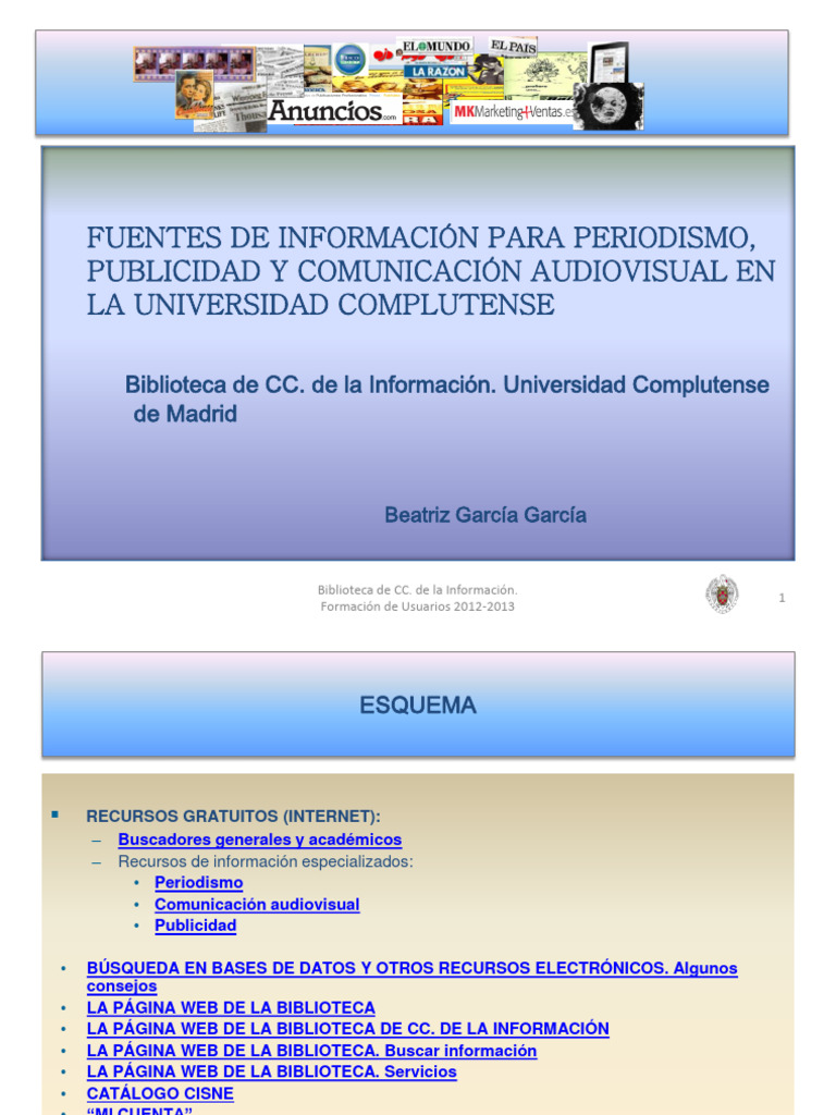 Fuentes de Información para Periodismo, Publicidad y Comunicación ...