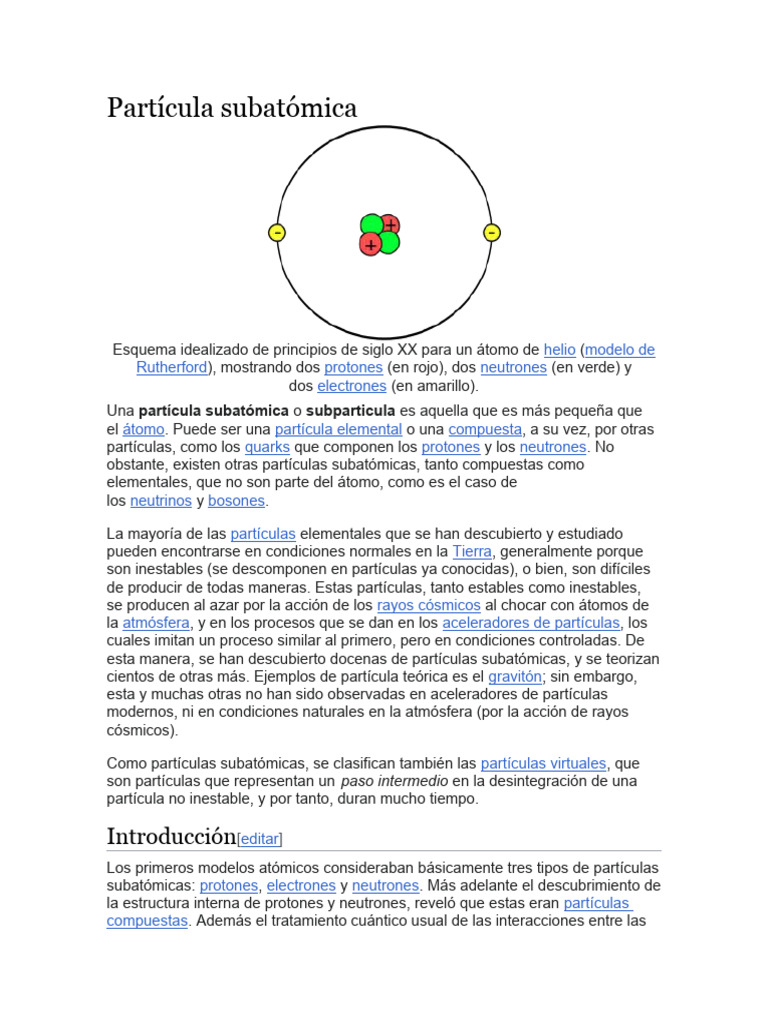 Partículas Subatómicas y su Estructura | PDF | Protón | Átomos
