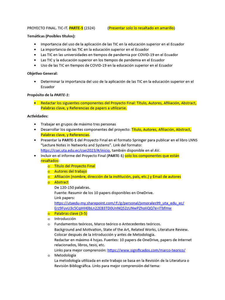 Proyecto Final. Tic. Parte-1 (2324) | PDF