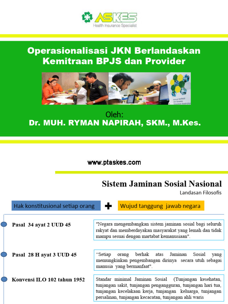 Operasionalisasi JKN Berlandaskan Kemitraan BPJS Dan Provider | PDF