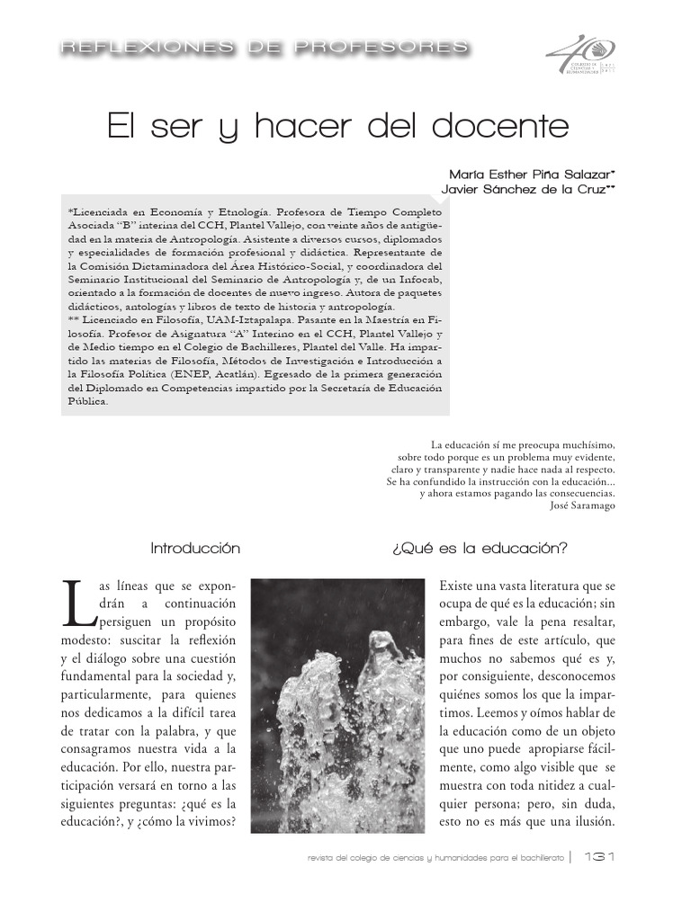 El Ser y Hacer Del Docente: Reflexiones de Profesores | PDF | Enseñando ...