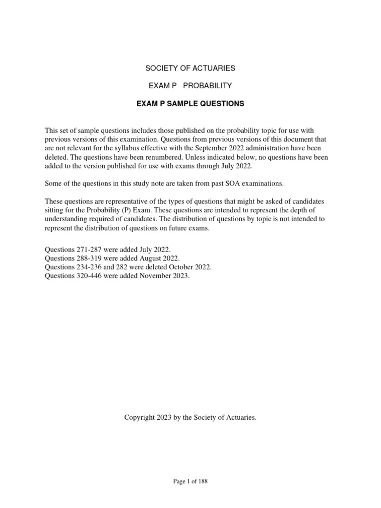 Edu Exam P Sample Quest | PDF | Standard Deviation | Retirement