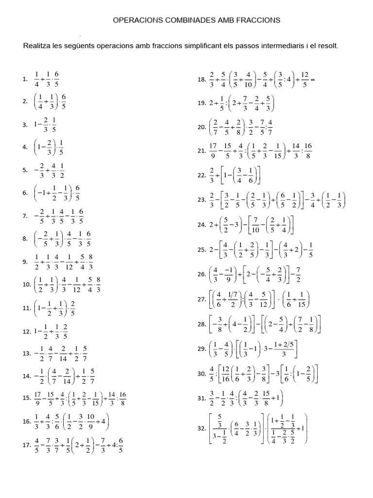 04 Operaciones Combinadas Con Fracciones | PDF