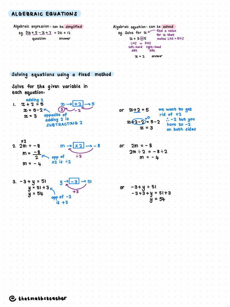 Grade 8 Intro To Algebraic Equations | PDF