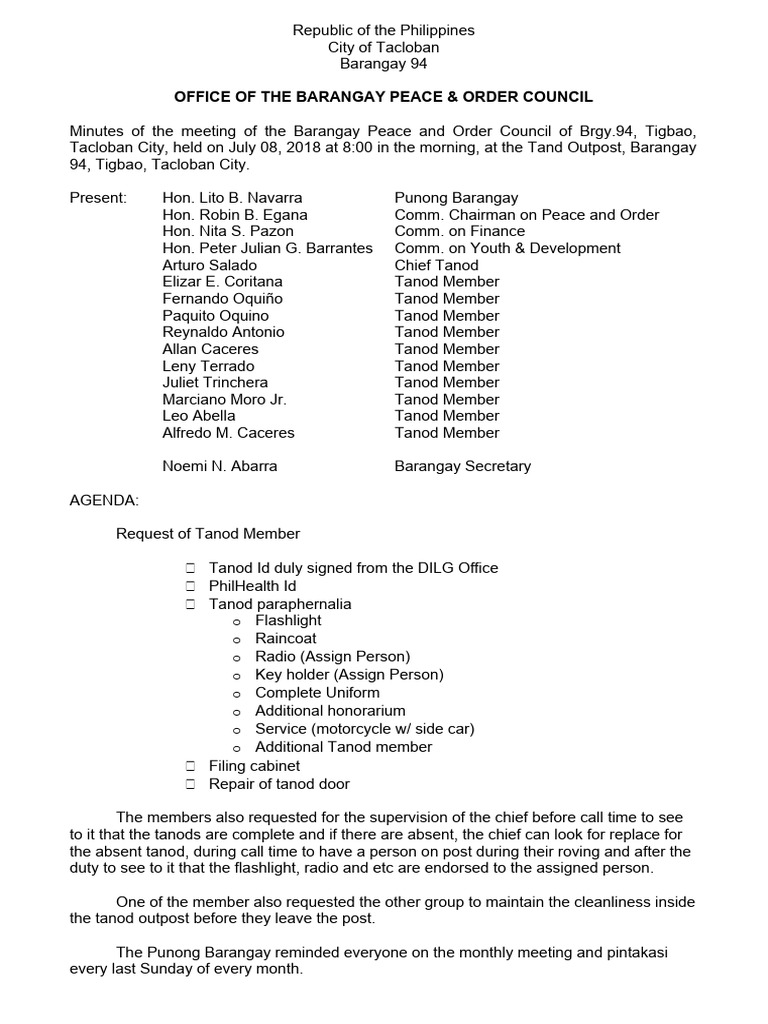 Mins of Bpoc Meeting | PDF