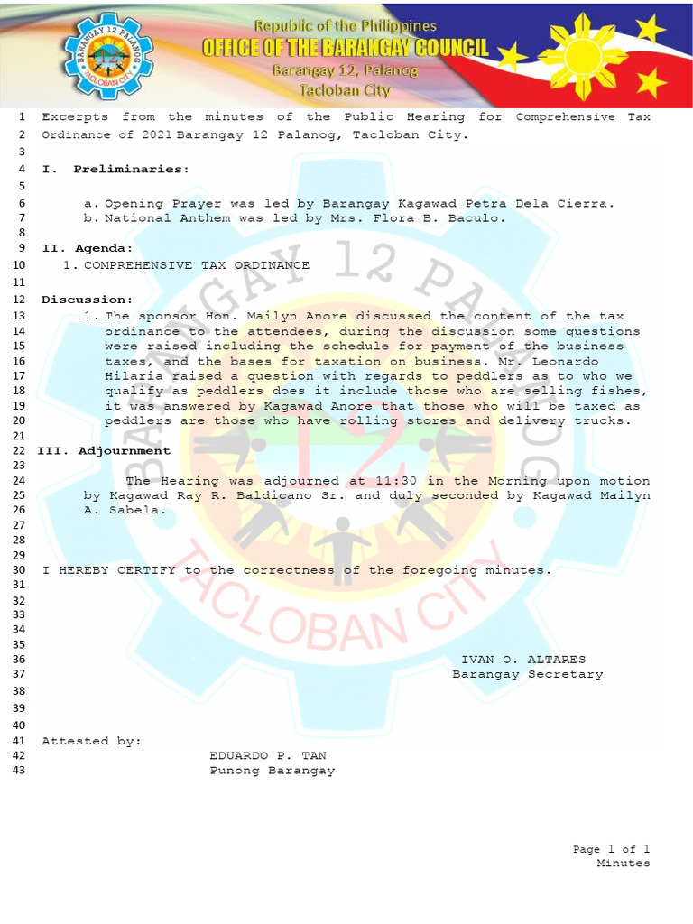 MINUTES Public Hearing | PDF