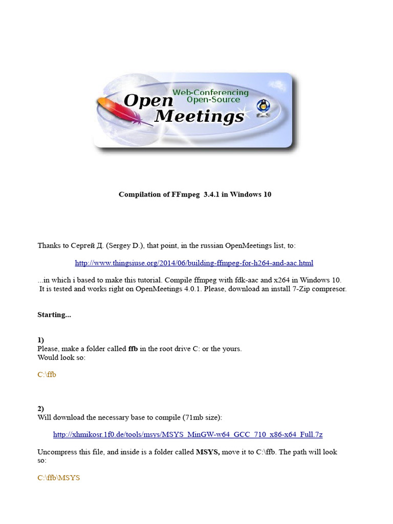 FFmpeg Compilation in Windows 10 | PDF | Computers