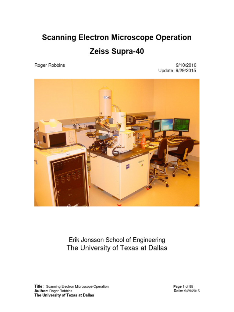 Scanning Electron Microscope Operation | PDF