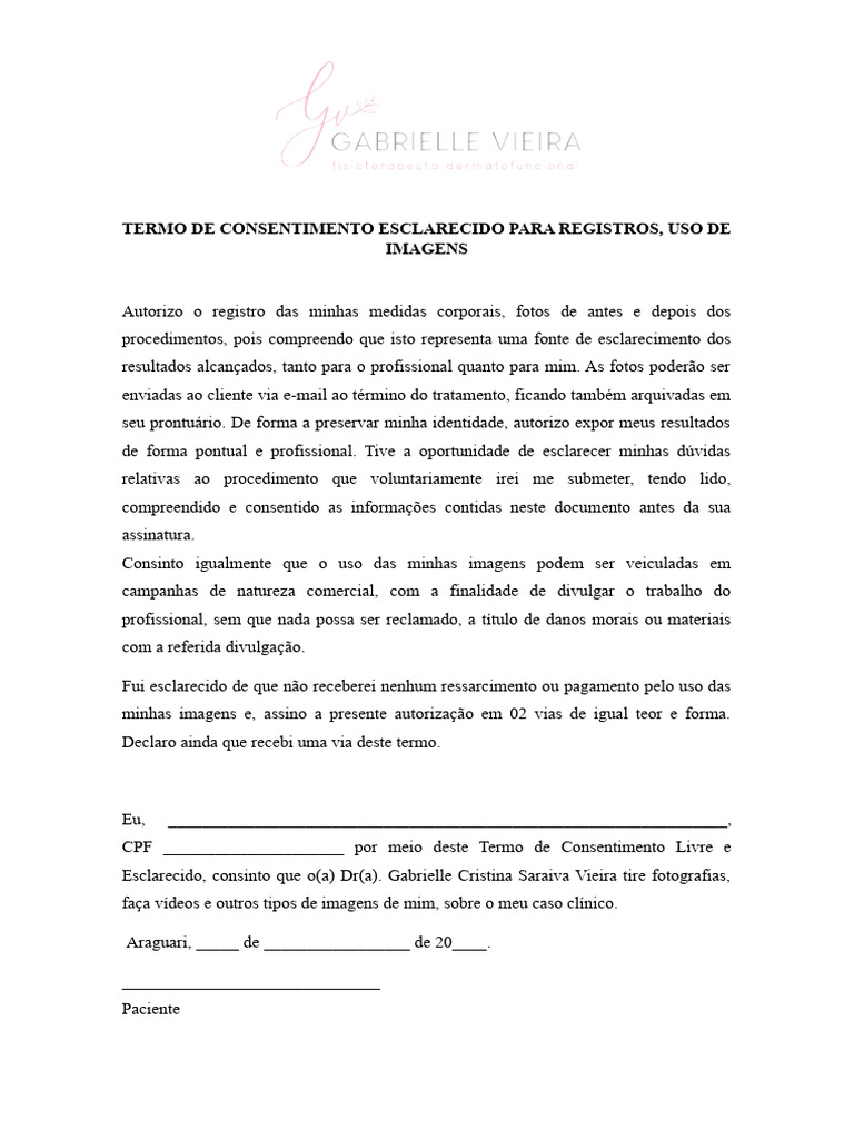 Termo de Consentimento para Uso de Imagens | PDF