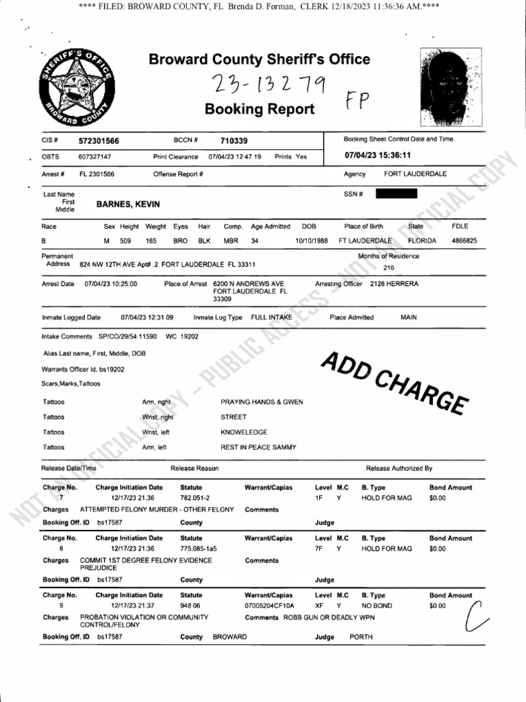 Kevin Barnes Arrest Report - Dec 2023 | PDF | Arrest Warrant | Affidavit