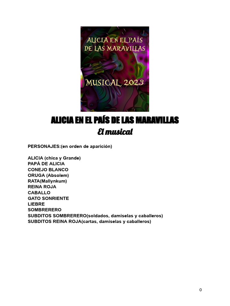 Musical: Alicia en el País de las Maravillas | PDF