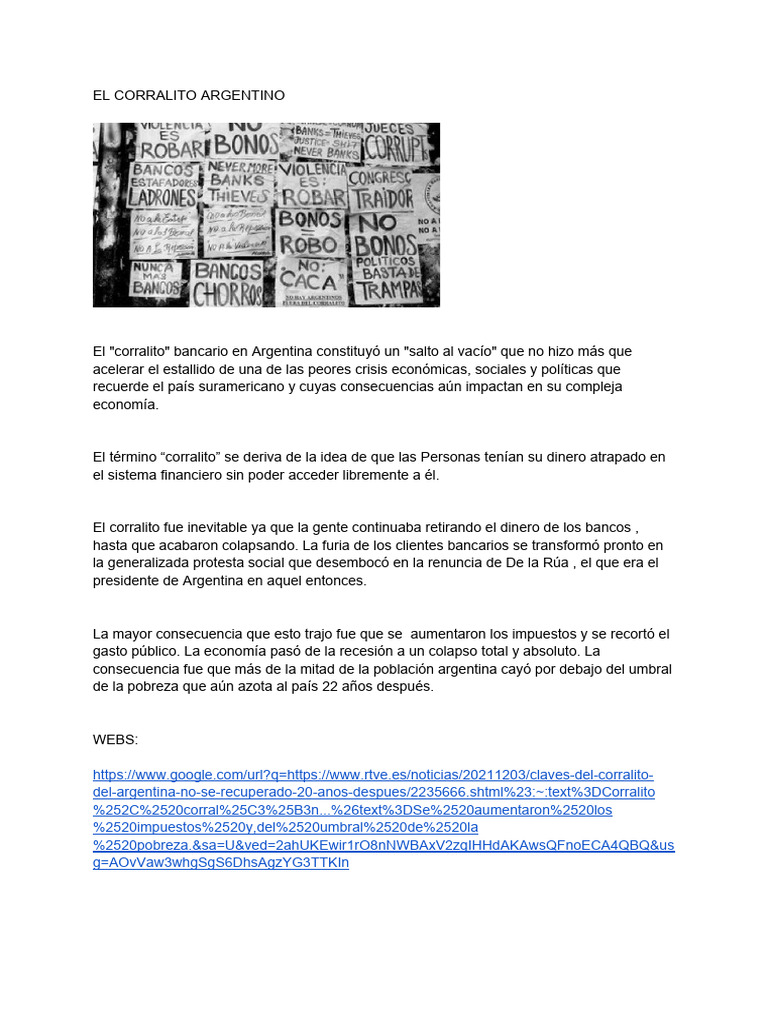 CORRALITO | PDF | Finanzas y dinero | Política