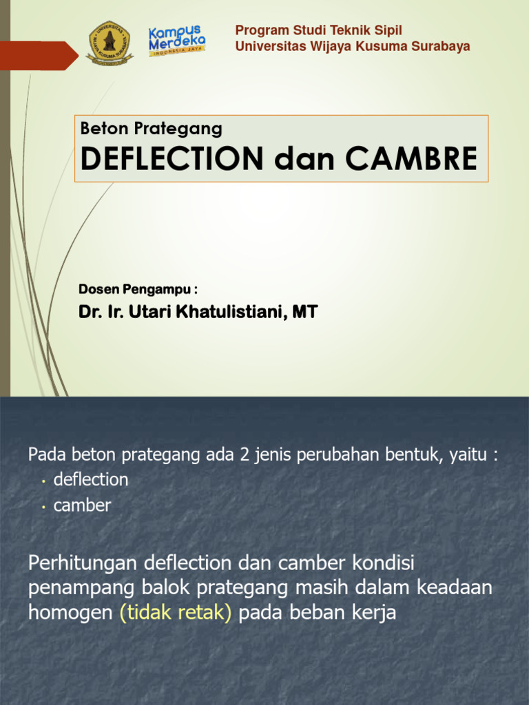 Deflection dan Camber pada Beton Prategang | PDF