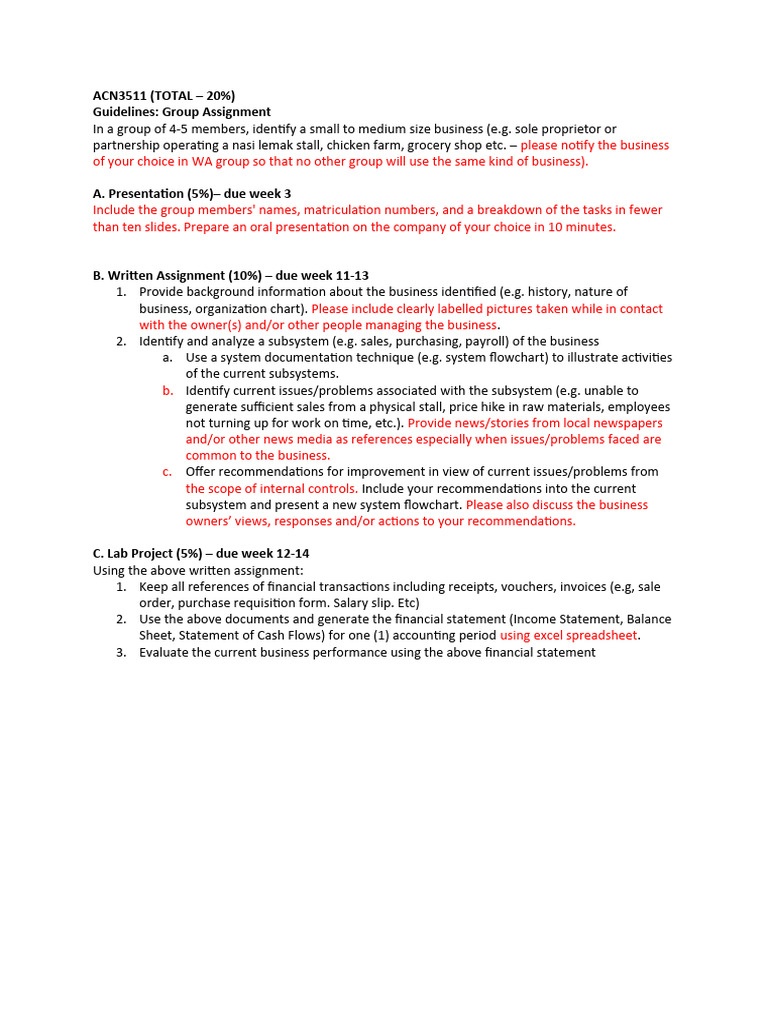 Assignment Guidelines ACN3511 | PDF