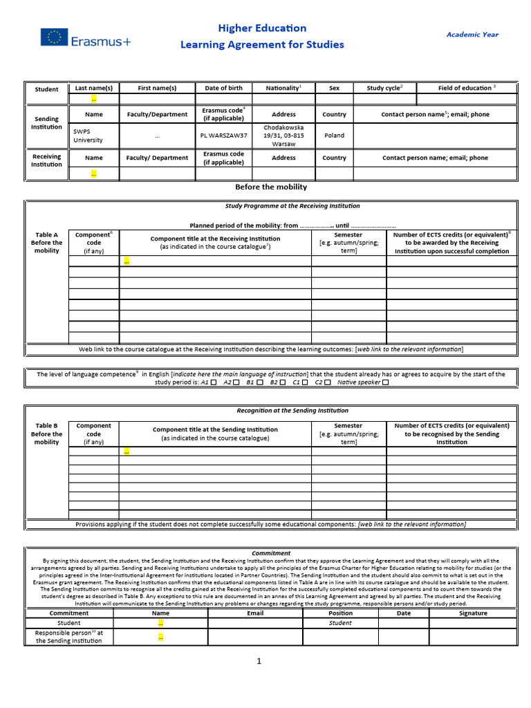 LA Template Erasmus+ | PDF