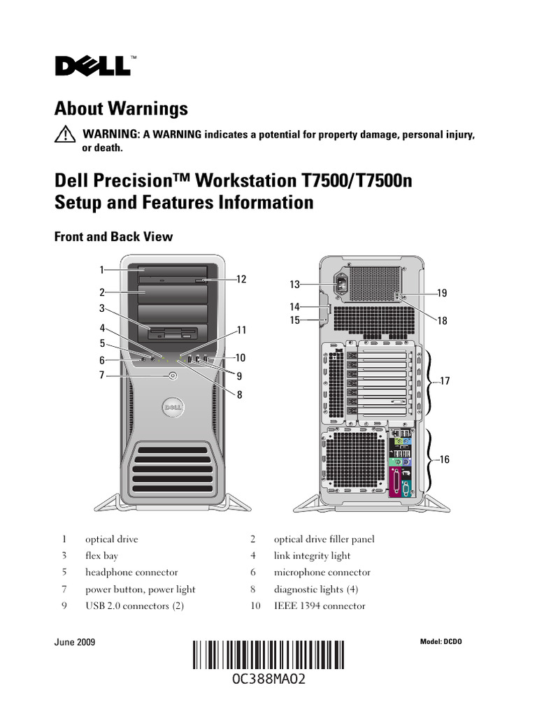 Dell Precision-T7500 - Setup Guide - En-Us | PDF | Manufactured Goods ...