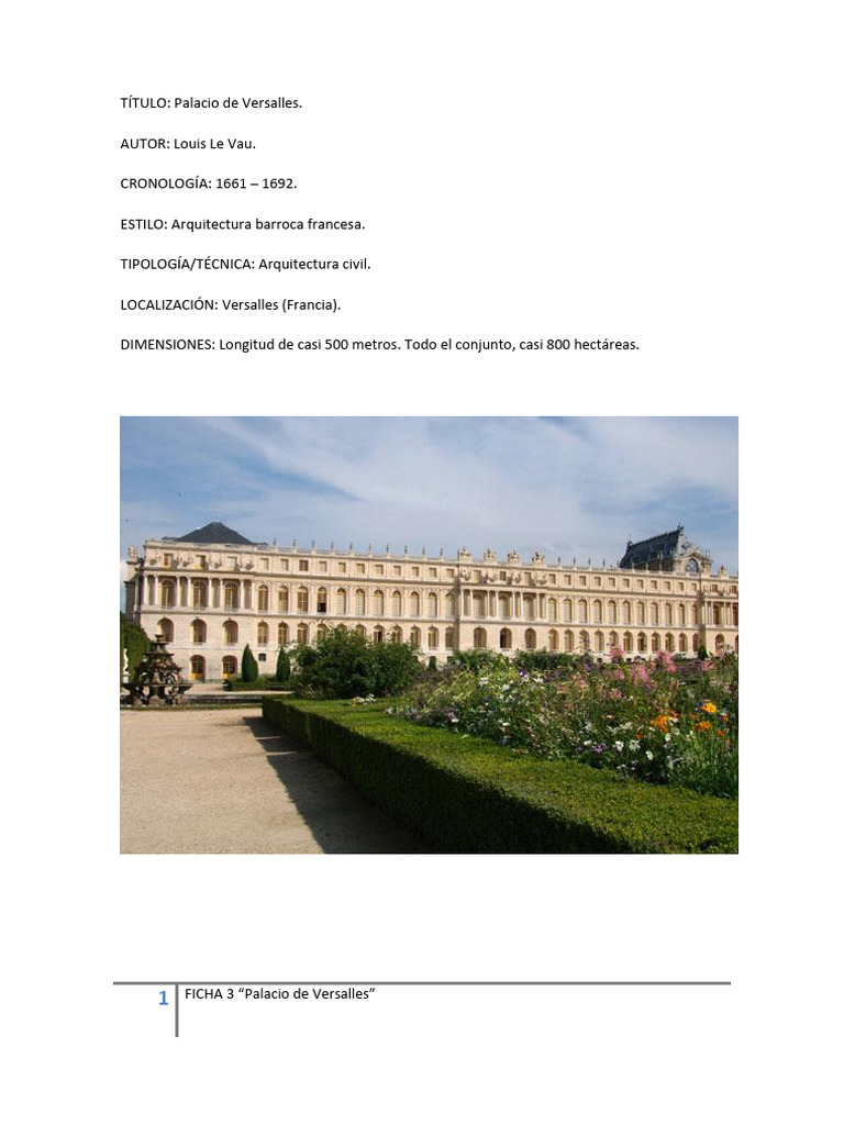 FICHA: Palacio de Versalles. | PDF