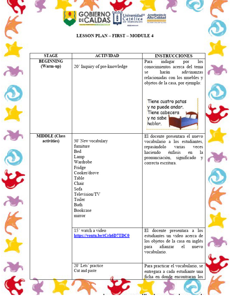 LESSON PLAN HOUSE OBJECTS 1° | PDF