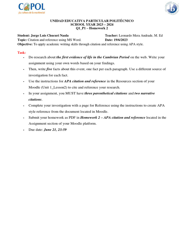 Homework 2 - APA Citation and Reference Using MS Word | PDF | Citation ...