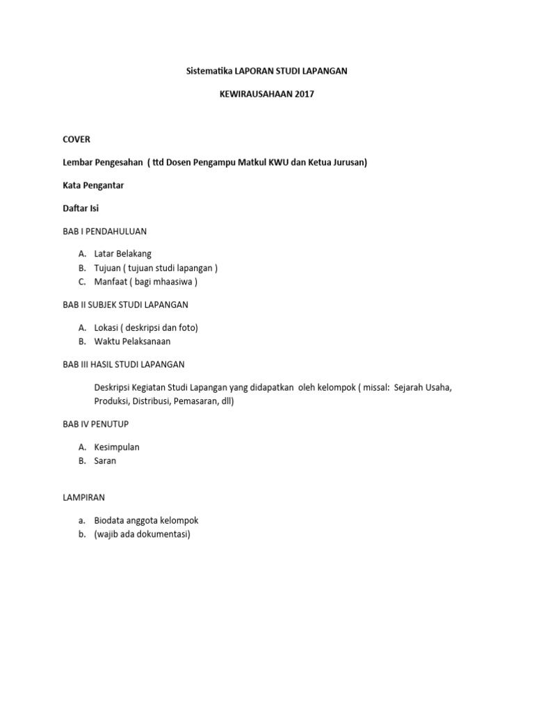 SISTEMATIKA Laporan Studi Lapangan-1 | PDF