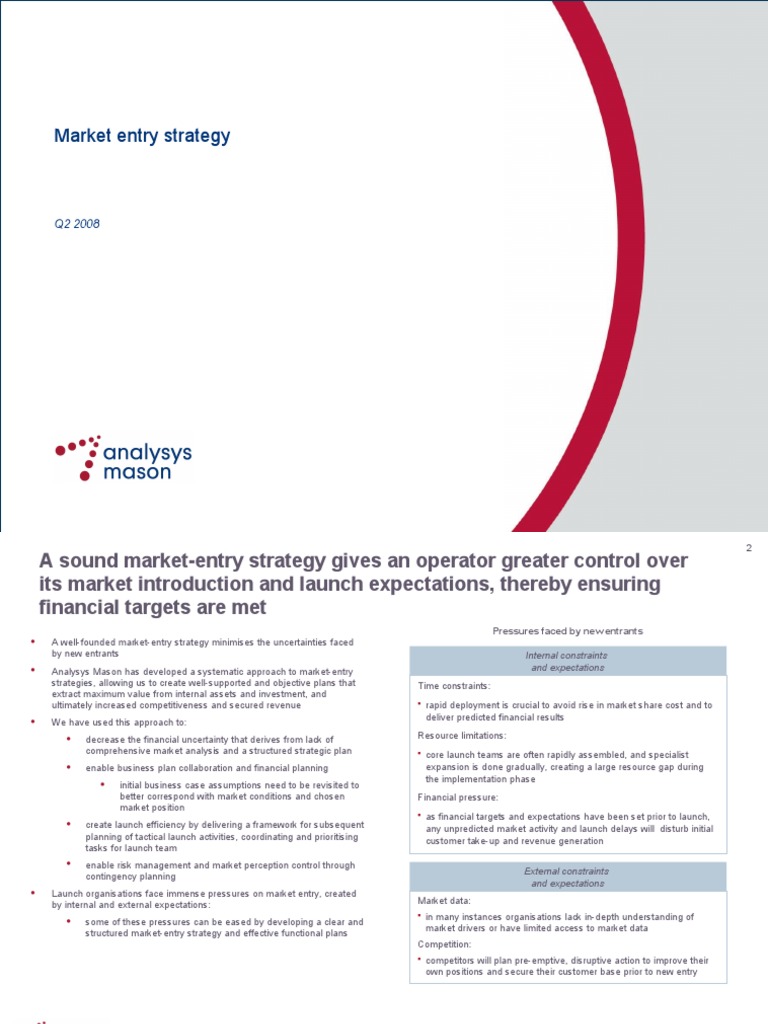 Market Entry Strategy Framework | PDF | Market Analysis | Strategic ...