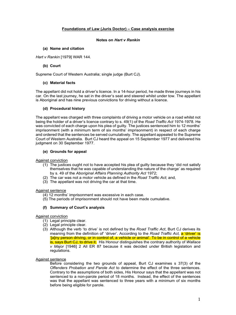 Hart V Rankin Analysis | Download Free PDF | Sentence (Law) | Judge