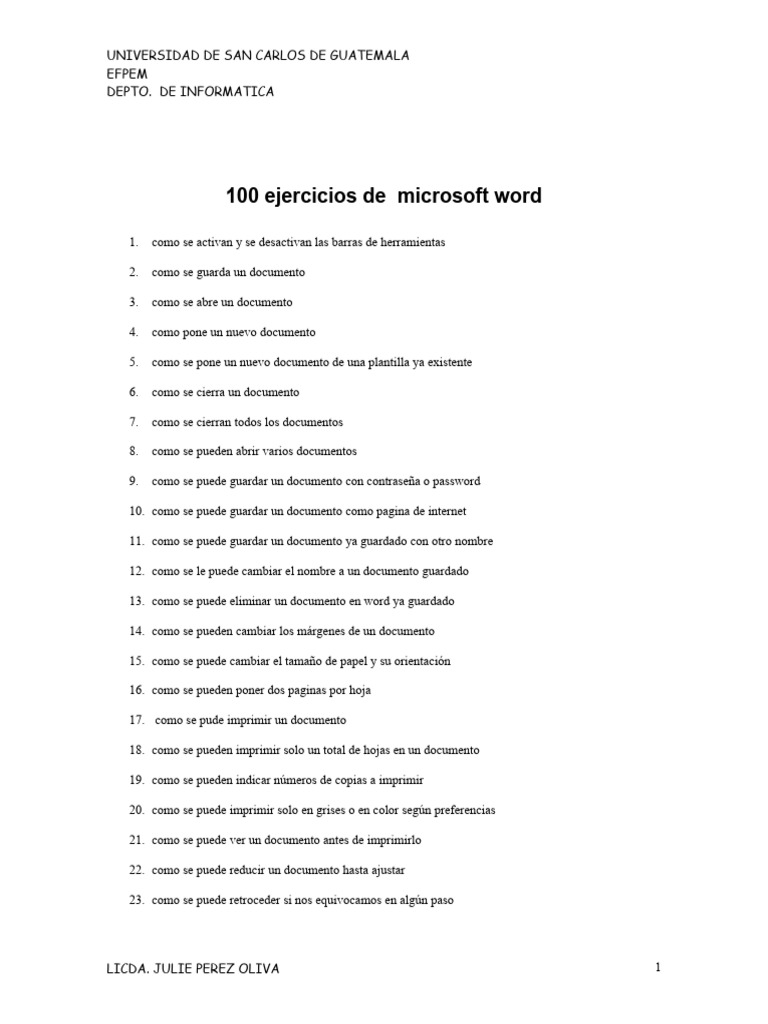 100 Preguntas DE WORD | PDF