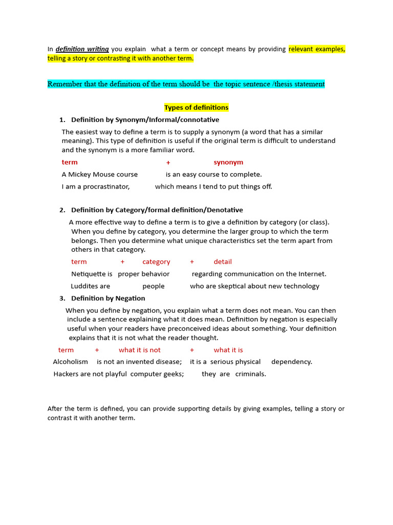 Effective Definition Writing Techniques | PDF | Science & Mathematics ...