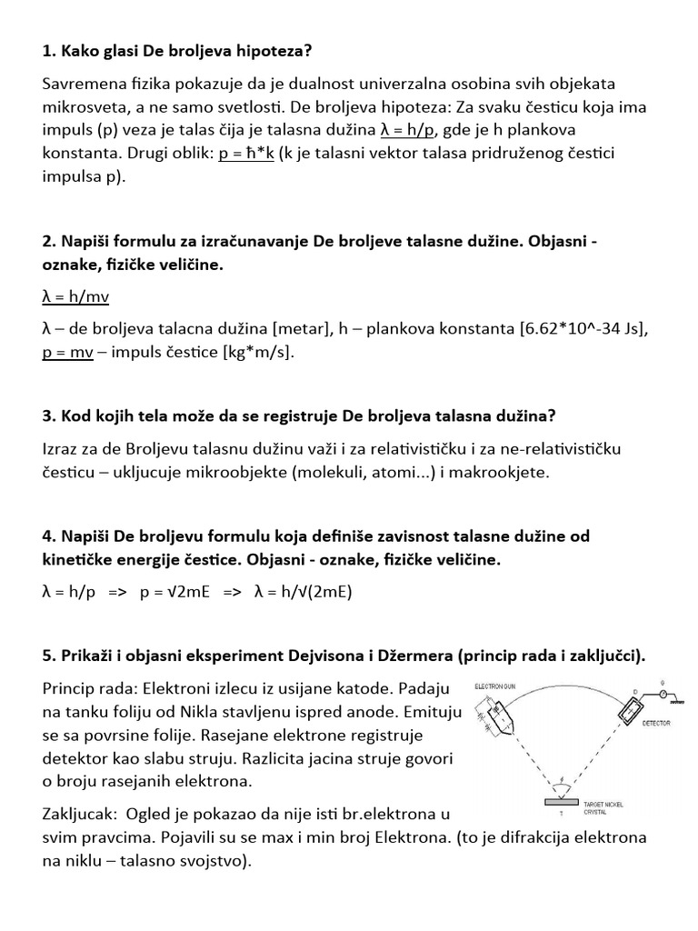 Talasna Svojstva Cestica I Kvantna Mehanika Pitanja | PDF