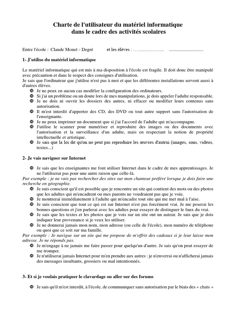 Charte Informatique | PDF | l'Internet | Informatique