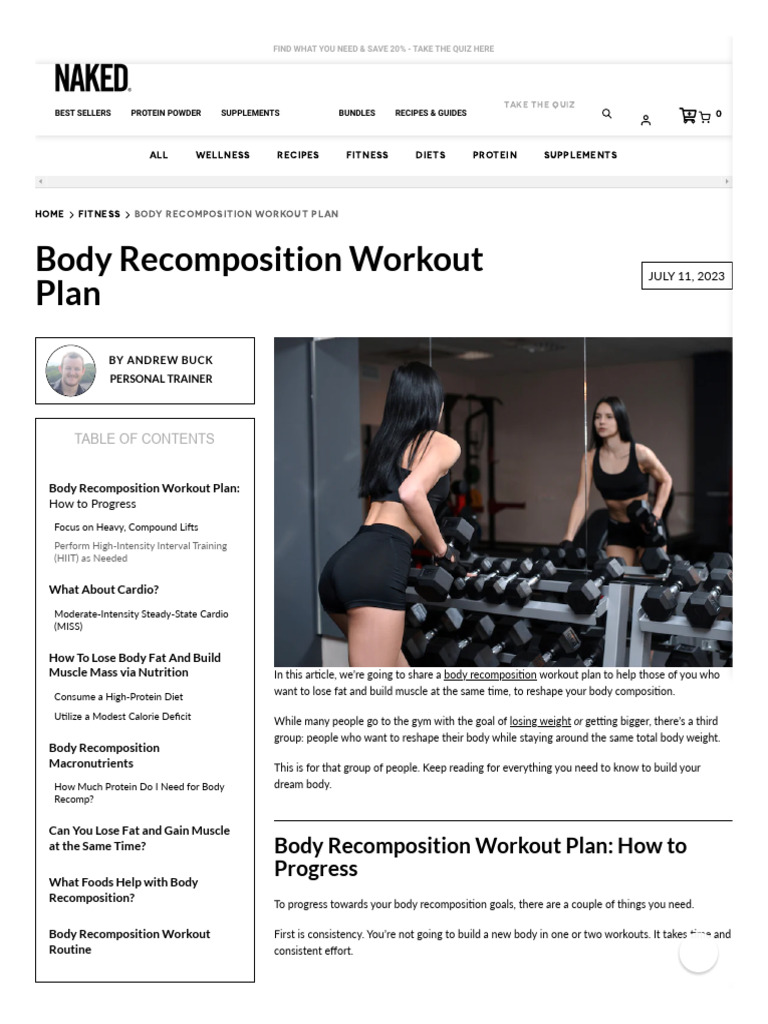Body Recomposition Workout Plan - Naked Nutrition | PDF | Wellness